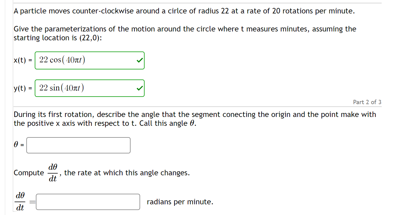Solved A particle moves counter-clockwise around a cirlce of | Chegg.com