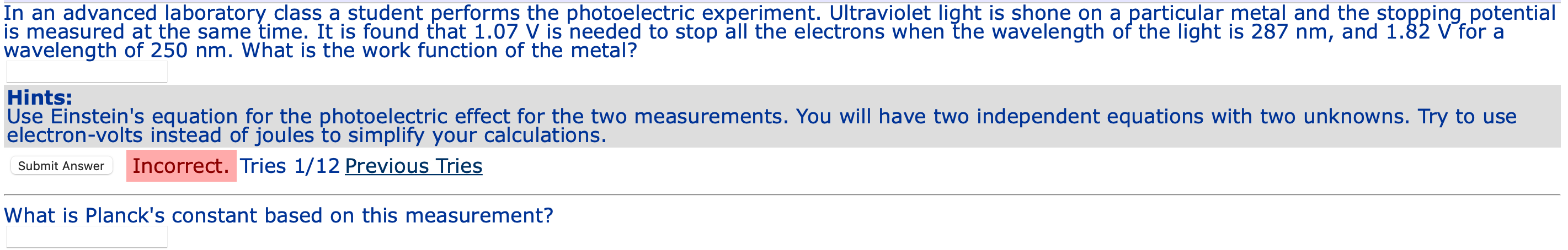 Solved In an advanced laboratory class a student performs | Chegg.com