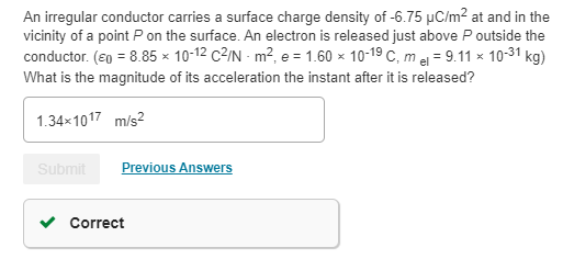 Solved An irregular conductor carries a surface charge | Chegg.com