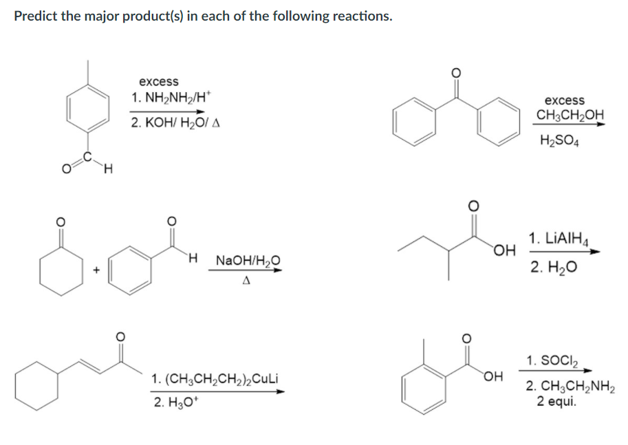 Solved Predict the major product(s) in each of the following | Chegg.com