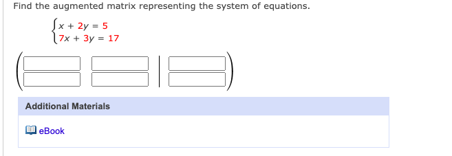 Solved Find the augmented matrix representing the system of | Chegg.com