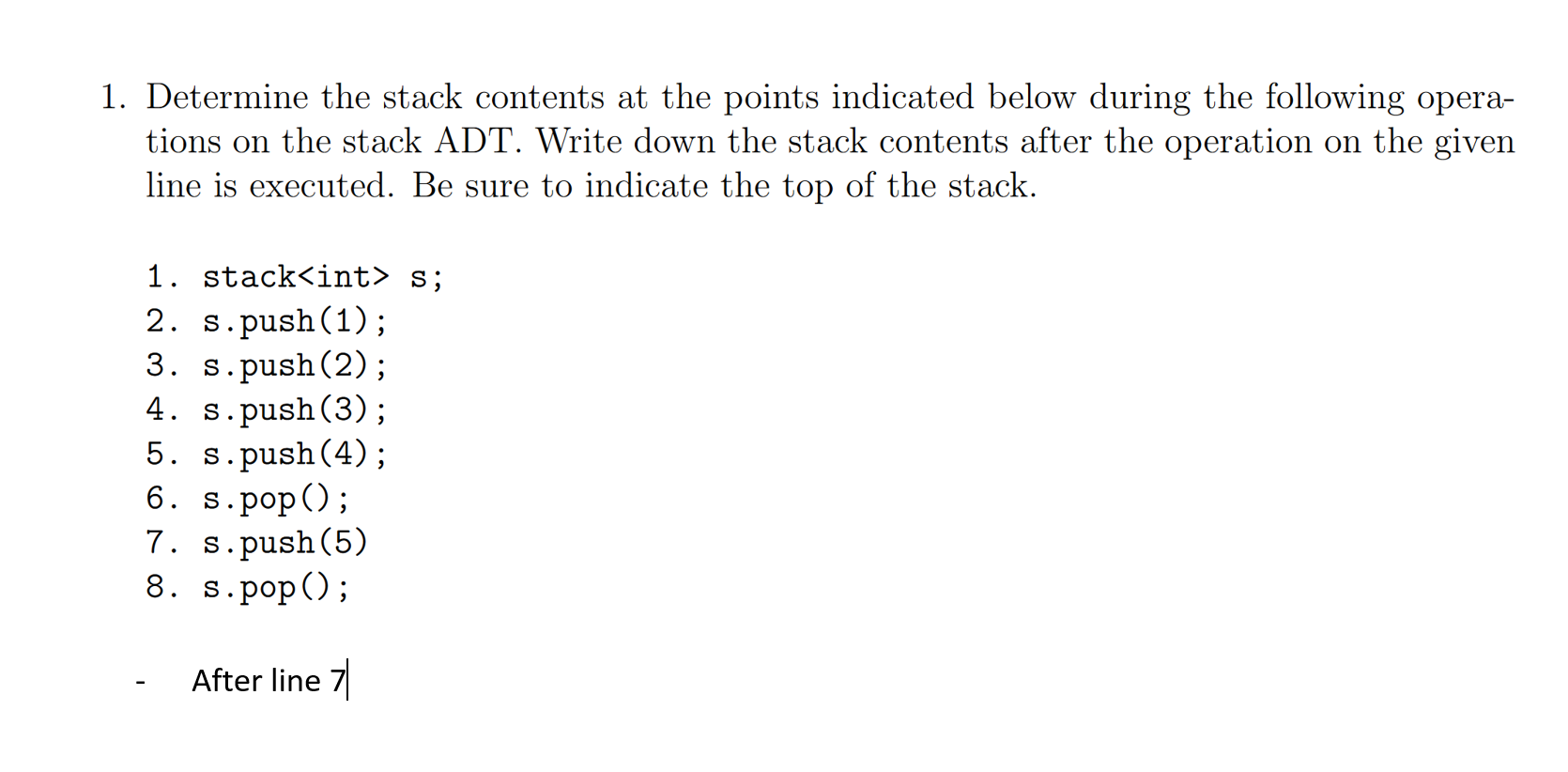 Solved 1 Determine The Stack Contents At The Points
