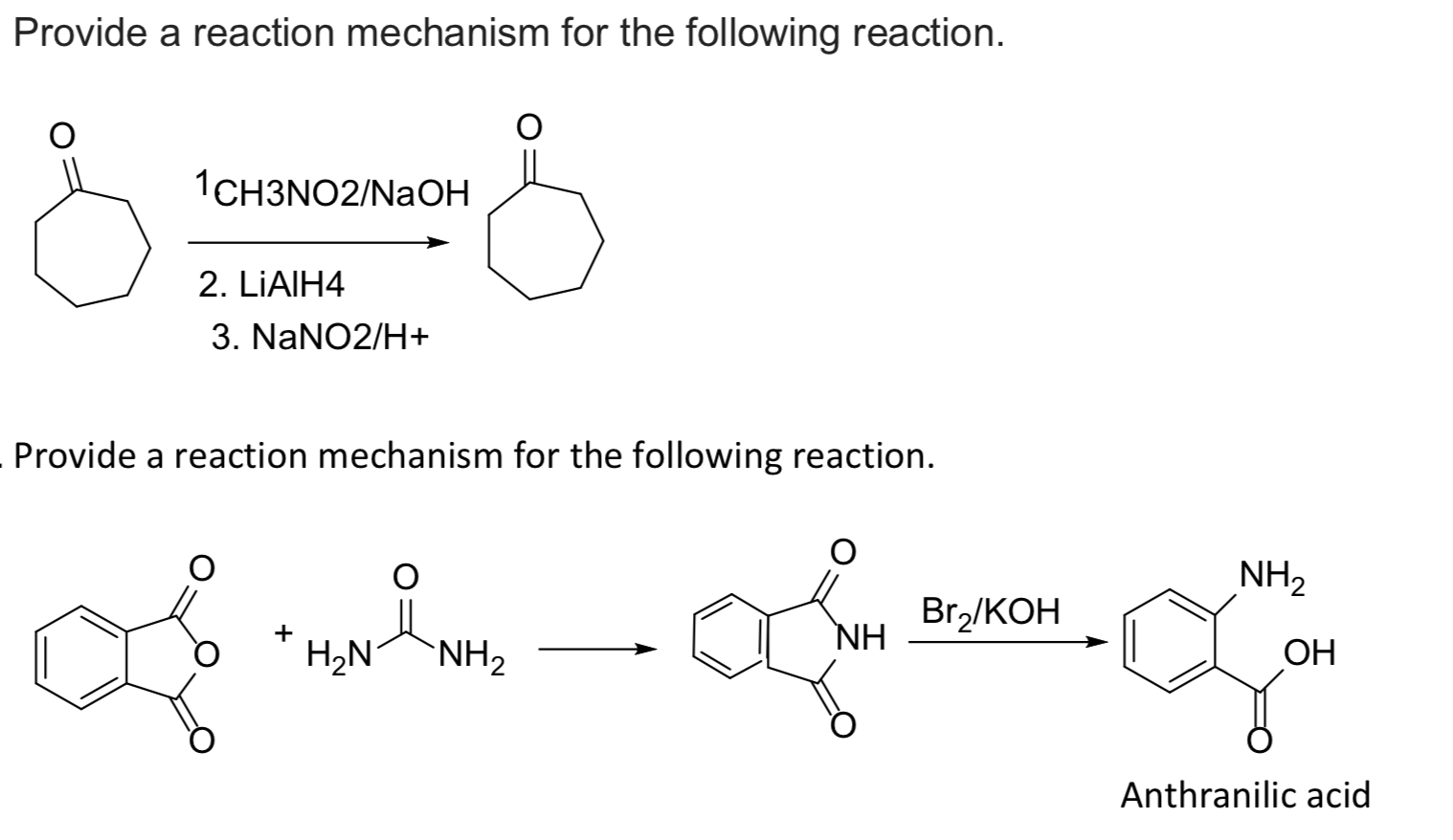 Solved Provide a reaction mechanism for the following | Chegg.com