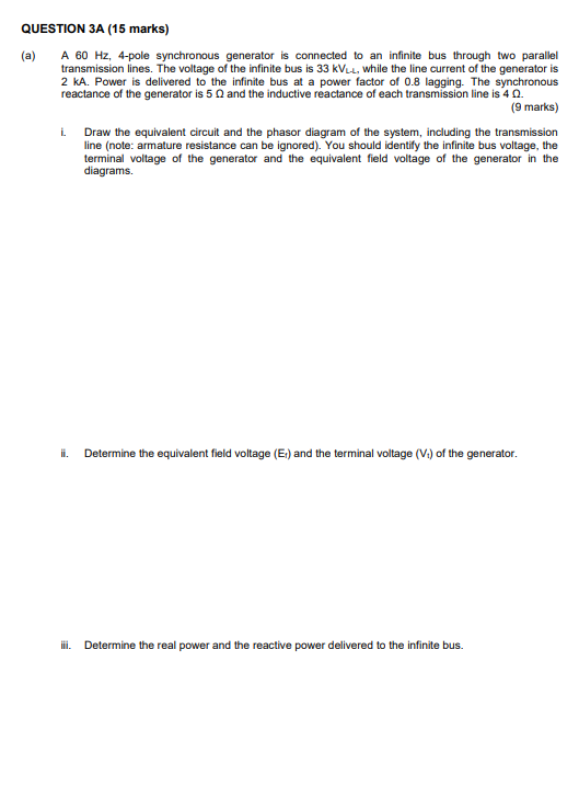 Solved QUESTION 3A (15 marks) (a) A 60 Hz, 4-pole | Chegg.com