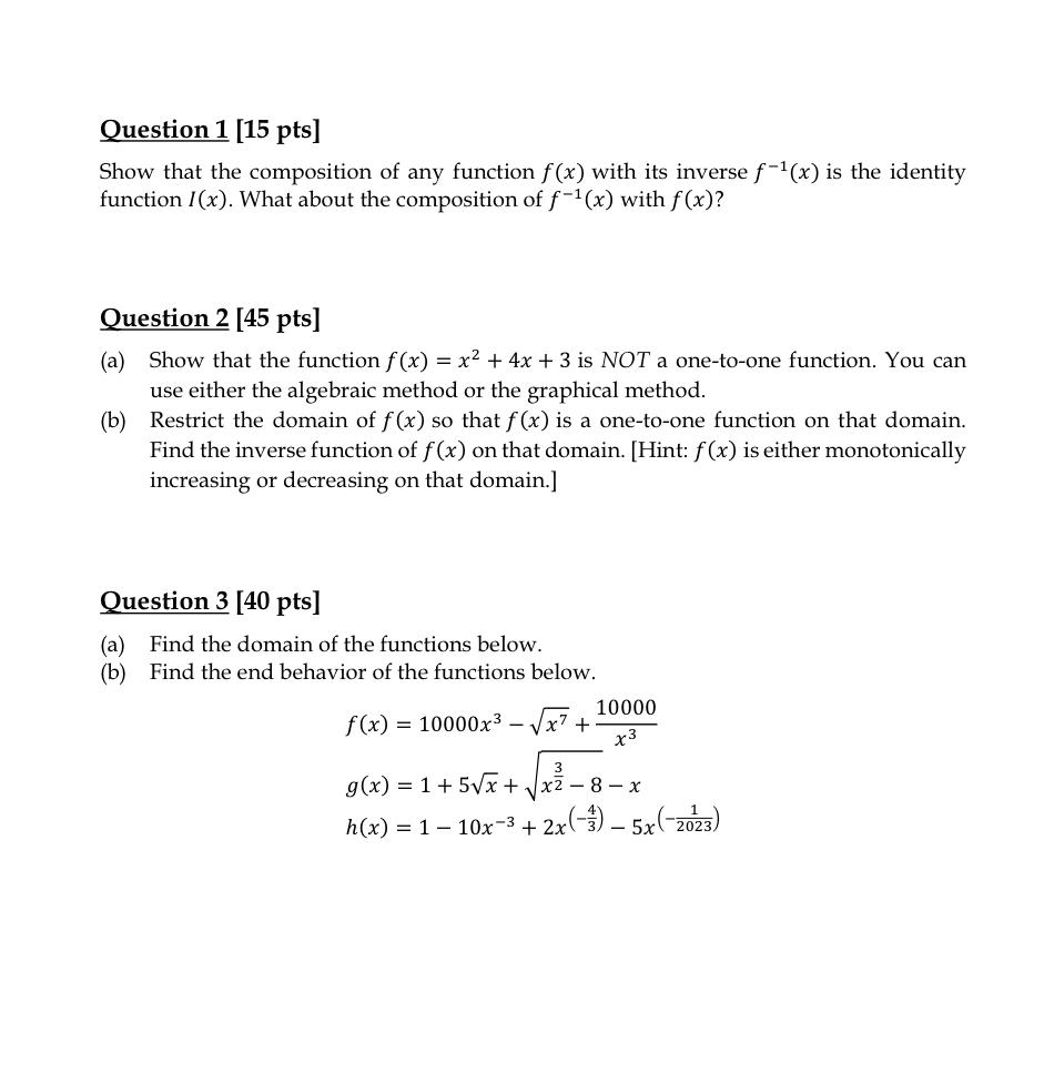 Solved Question 1 [15 pts] Show that the composition of any | Chegg.com