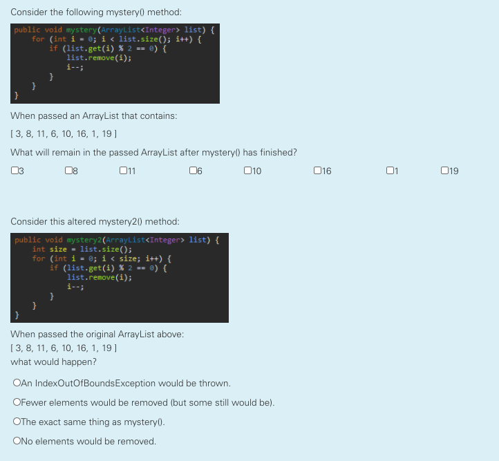 Solved Consider the following mystery() method: public void | Chegg.com