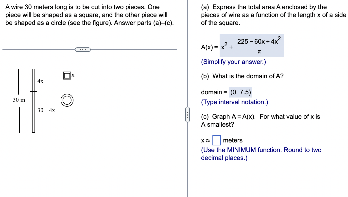 Solved A wire 30 meters long is to be cut into two pieces. | Chegg.com