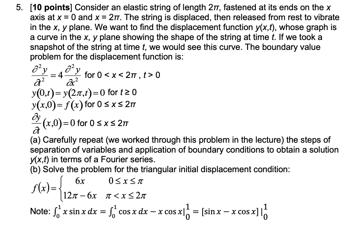 Solved 5. [10 points] Consider an elastic string of length | Chegg.com