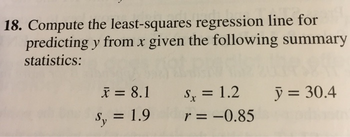 Solved Compute the least-squares regression line for | Chegg.com