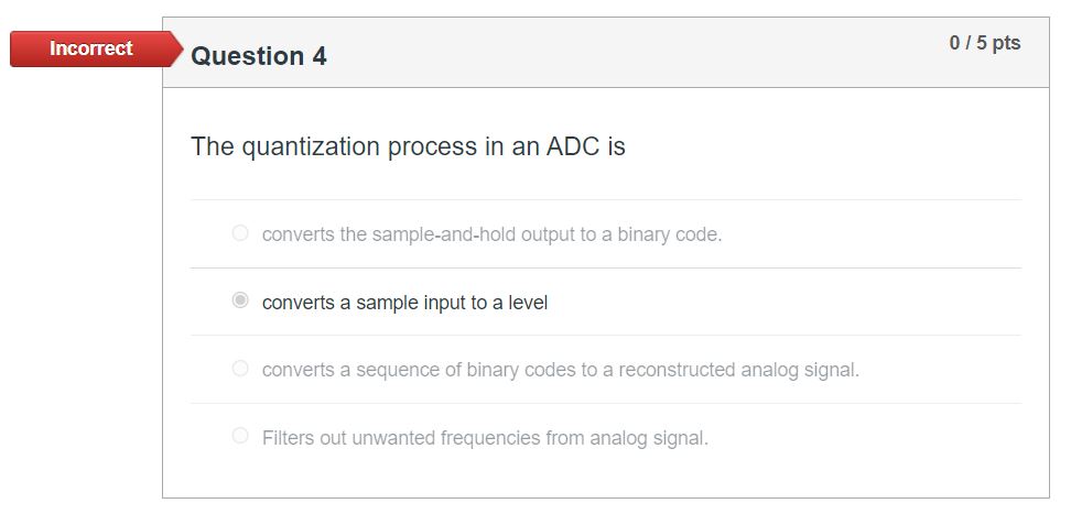 Solved Question 4 The quantization process in an ADC is | Chegg.com