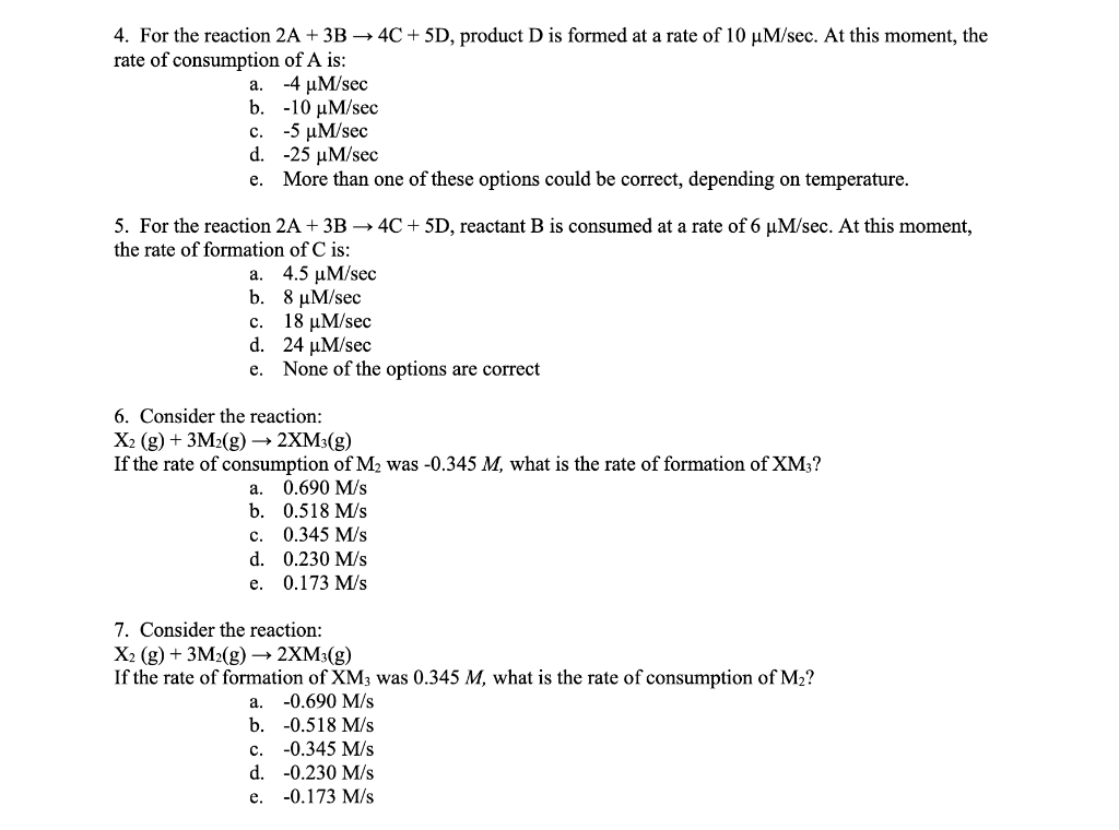 Solved 4. For the reaction 2A + 3B 4C + 5D, product D is | Chegg.com