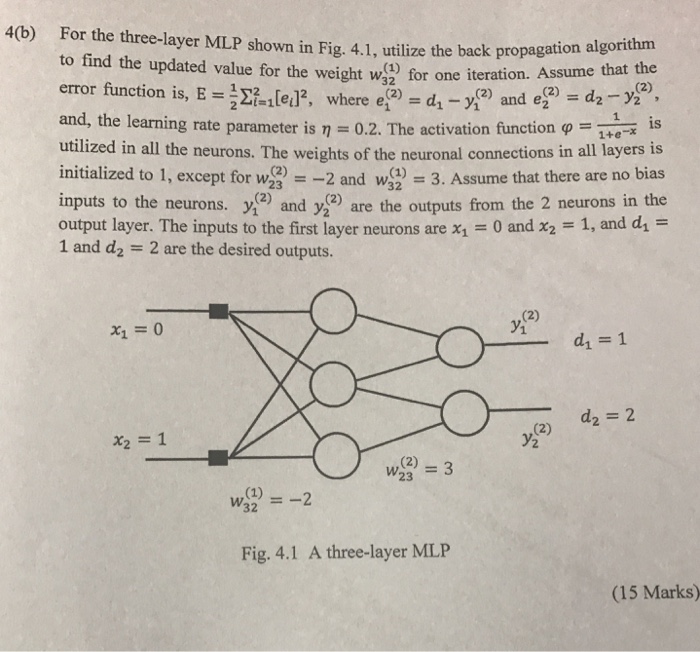 Solved For the three-layer MLP shown in Fig. 4.1, utilize | Chegg.com