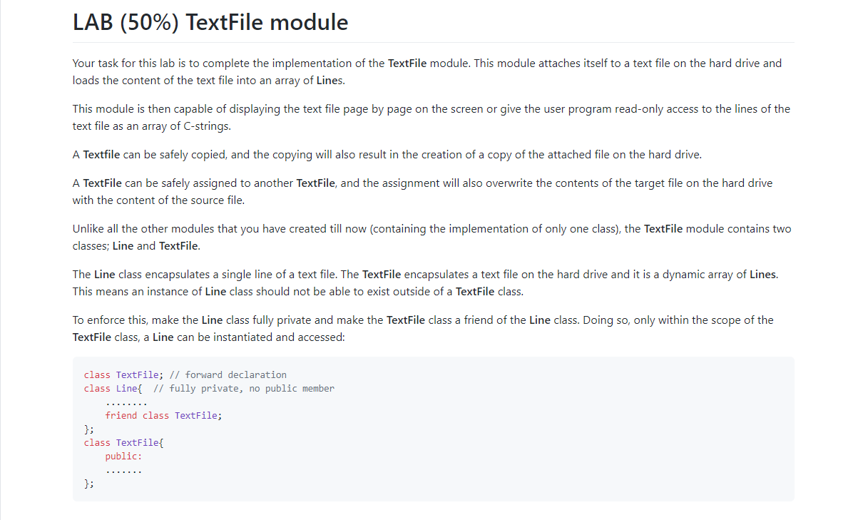 Solved LAB (50%) TextFile module Your task for this lab is | Chegg.com