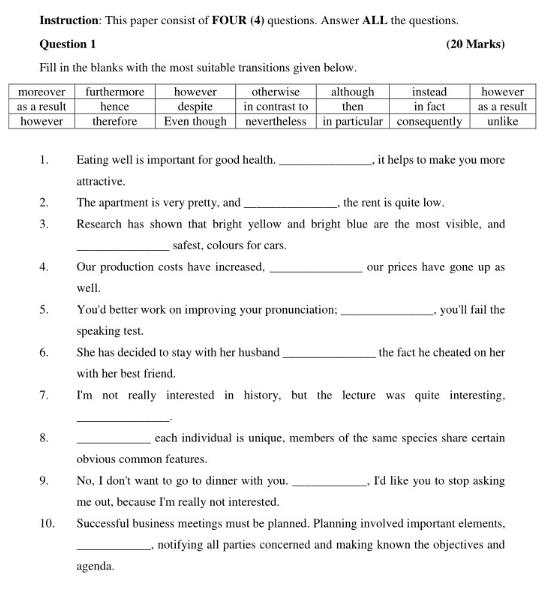 Solved Instruction: This paper consist of FOUR (4) | Chegg.com