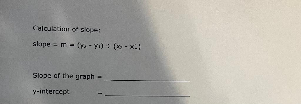 Calculation of slope: slope =m=(y2−y1)÷(x2−x1)Points | Chegg.com