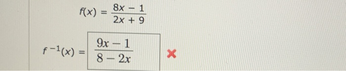 Solved Find A Formula For The Inverse Of The Function F X