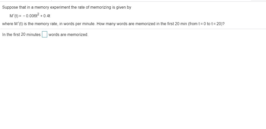 Solved Suppose that in a memory experiment the rate of | Chegg.com