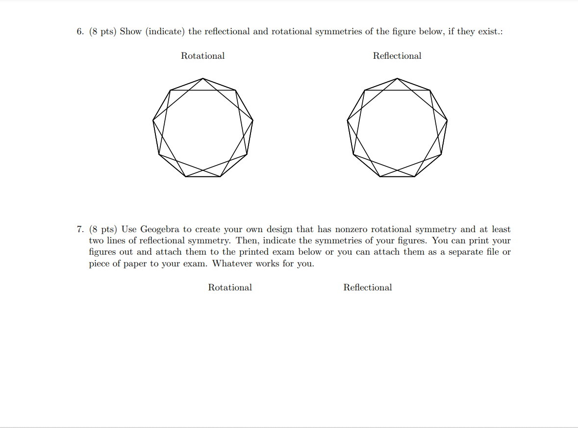 6 8 Pts Show Indicate The Reflectional And