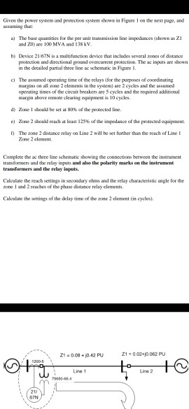 Given the power system and protection system shown in | Chegg.com