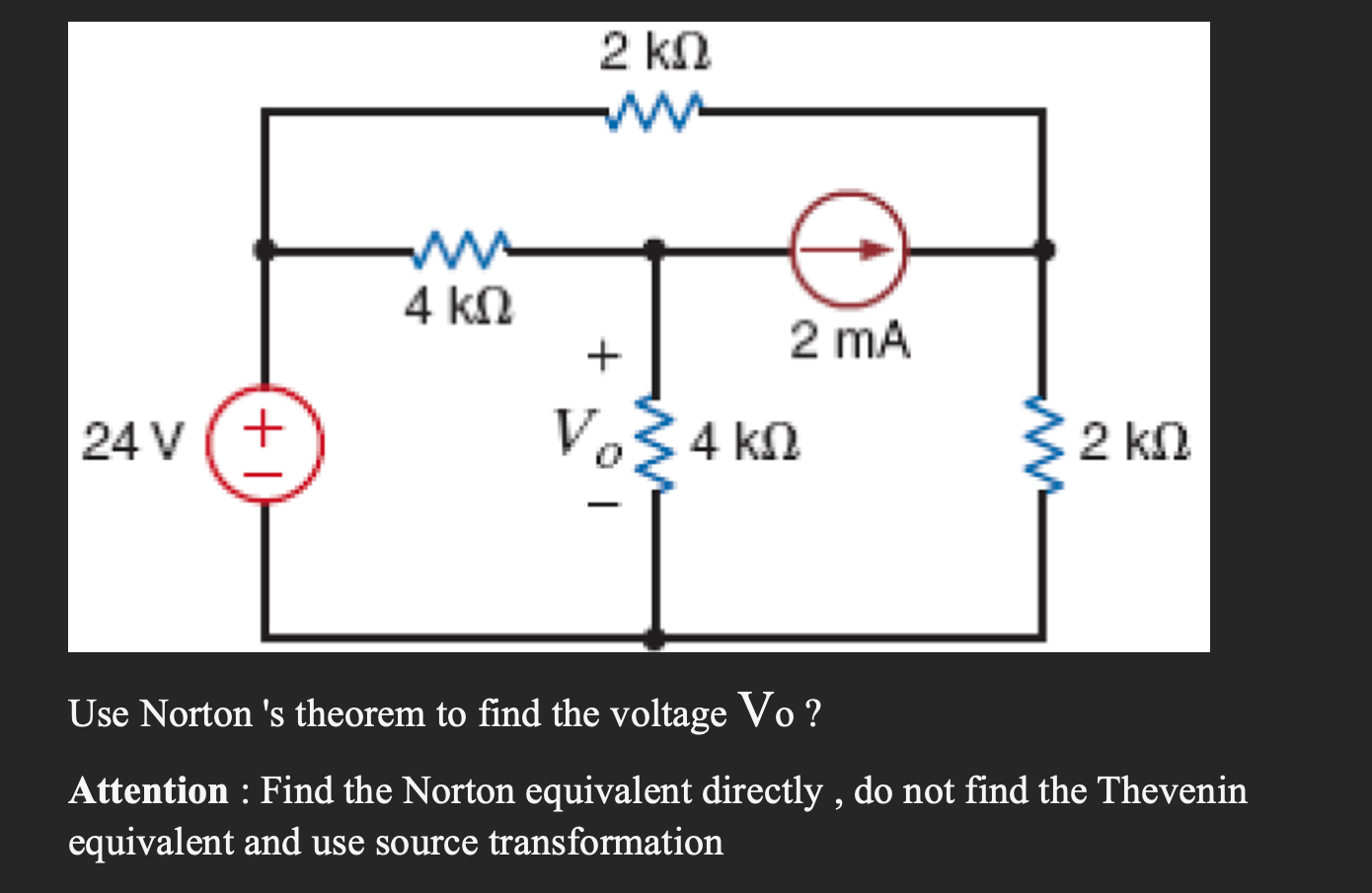 Solved Use Norton 's theorem to find the voltage V0 ? | Chegg.com