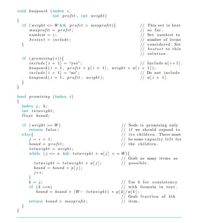 Solved void knapsack (index i, int profit, int weight) \{ if | Chegg.com