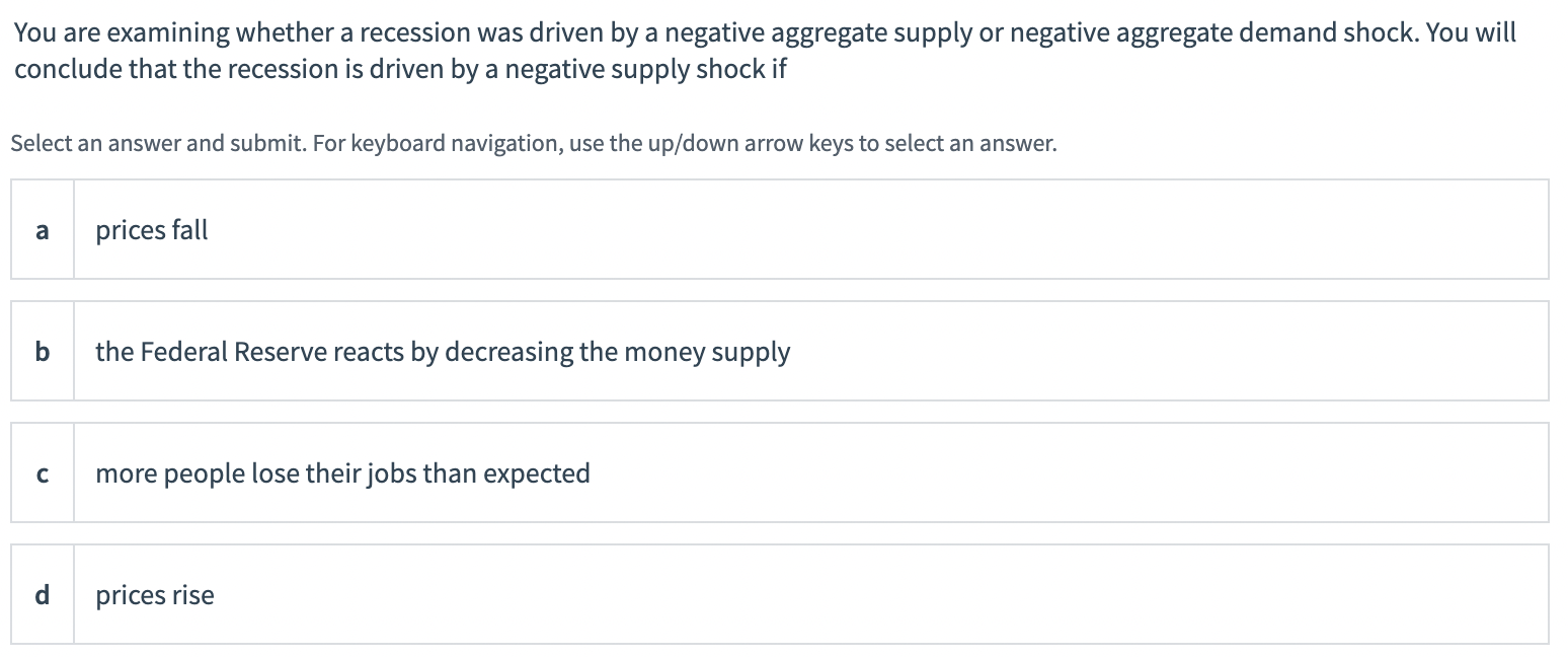 Solved The aggregate demand curve Select an answer and | Chegg.com