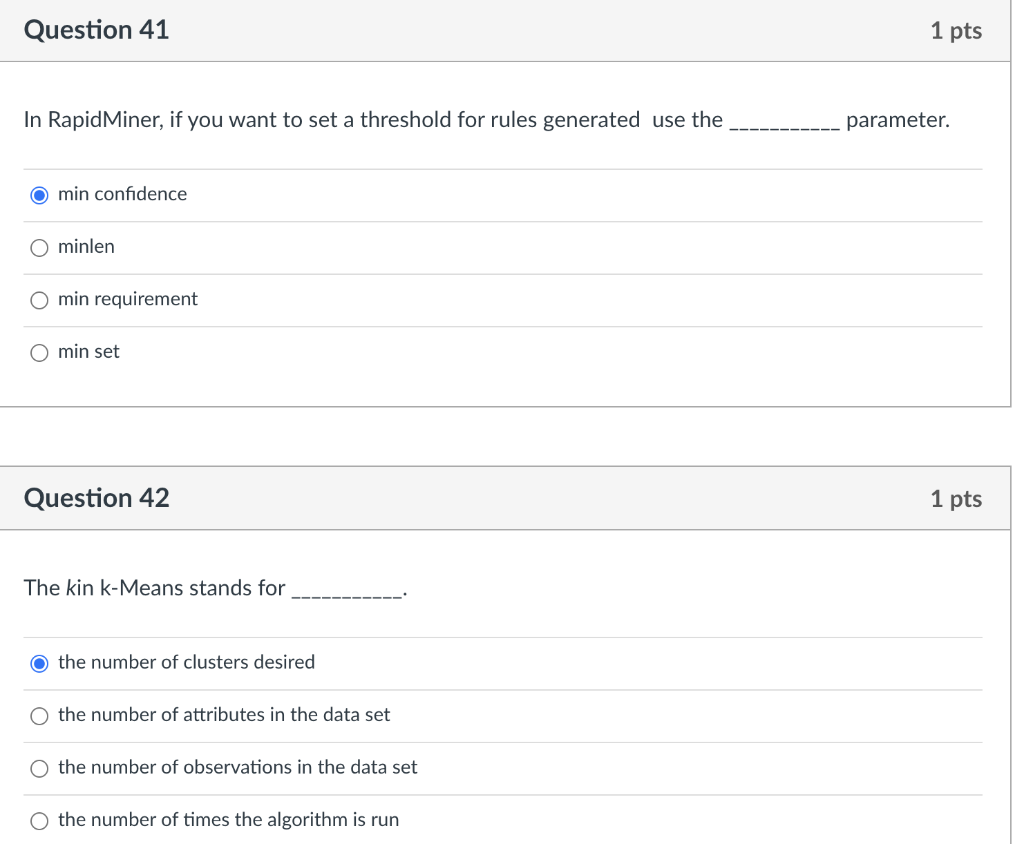 Solved Question 41 1 pts In RapidMiner, if you want to set a | Chegg.com