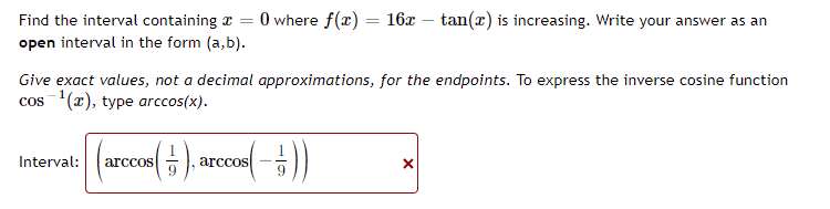 Solved Find the interval containing x=0 where | Chegg.com