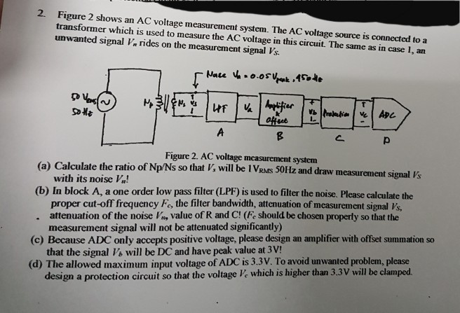 2. Figure 2 shows an AC voltage measurement system. | Chegg.com
