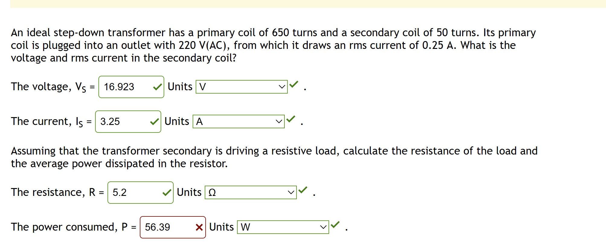Solved An ideal step-down transformer has a primary coil of | Chegg.com