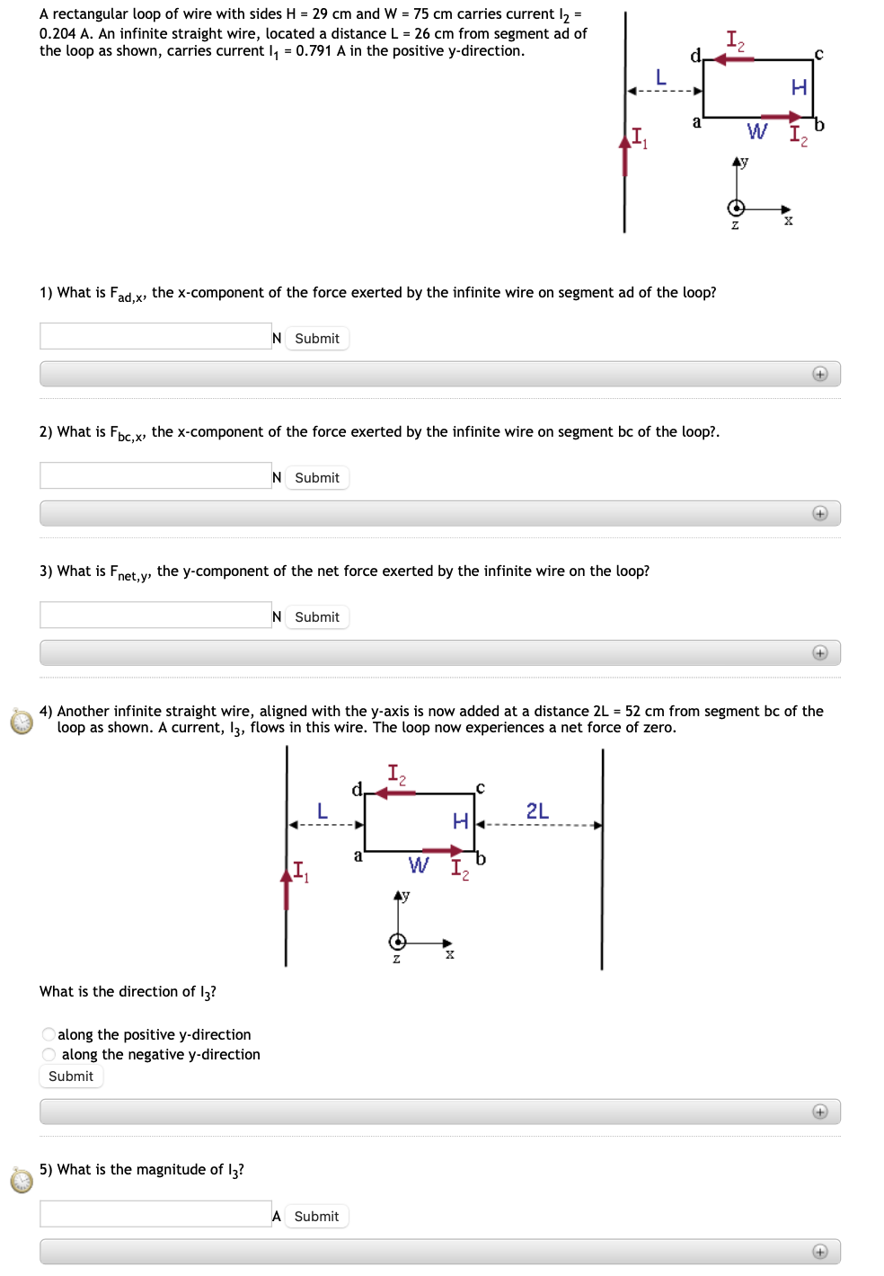 Solved A rectangular loop of wire with sides H=29 cm and | Chegg.com