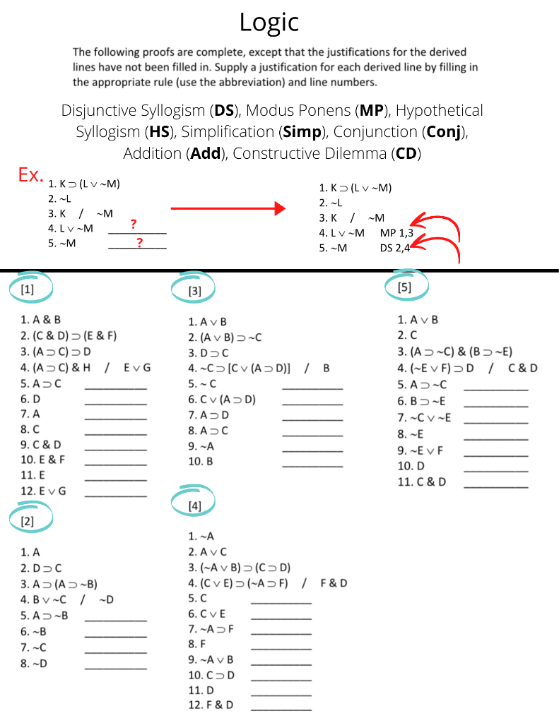 Solved Logic The following proofs are complete, except that | Chegg.com