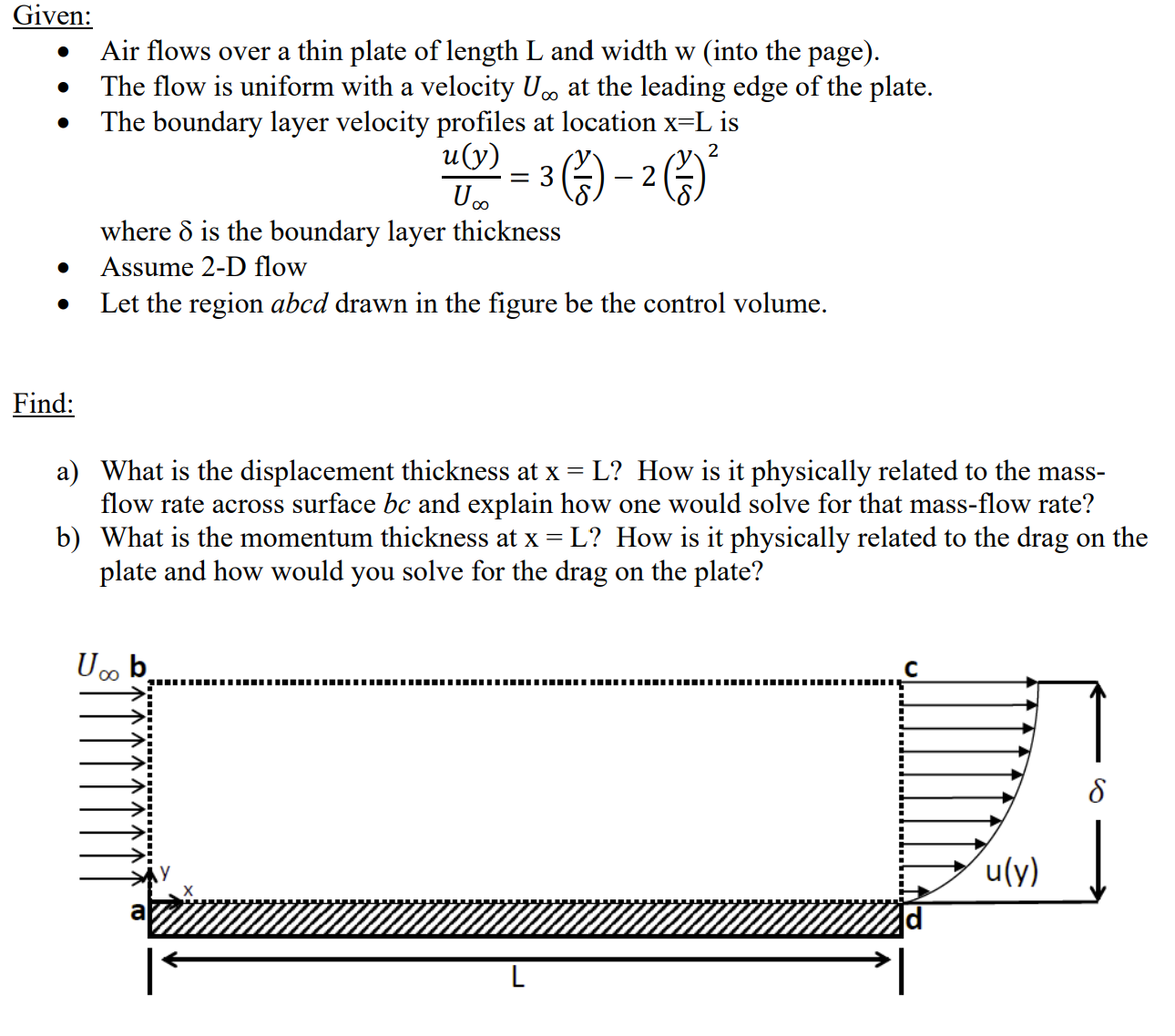 Solved - Air flows over a thin plate of length L and width w | Chegg.com