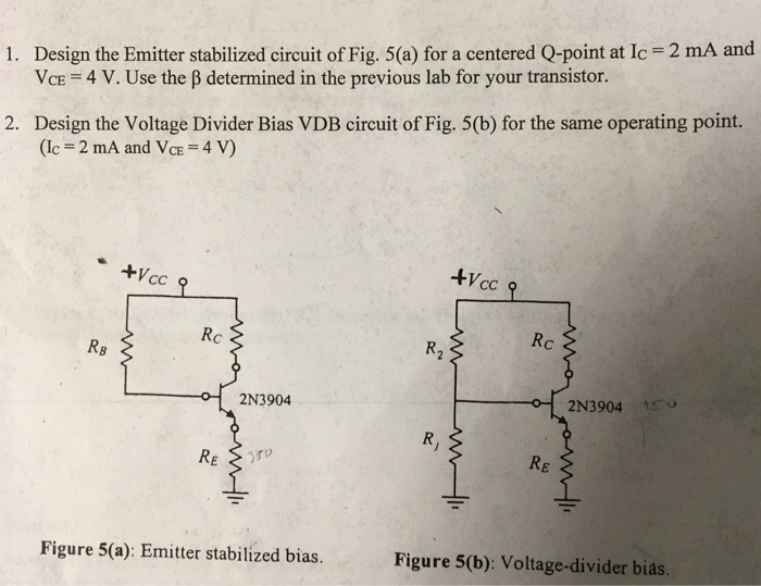 Solved 2 mA and Design the Emitter stabilized circuit of | Chegg.com