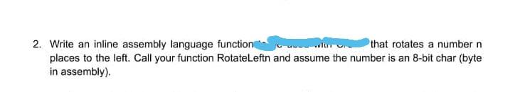 Solved 2 Write An Inline Assembly Language Function It That 