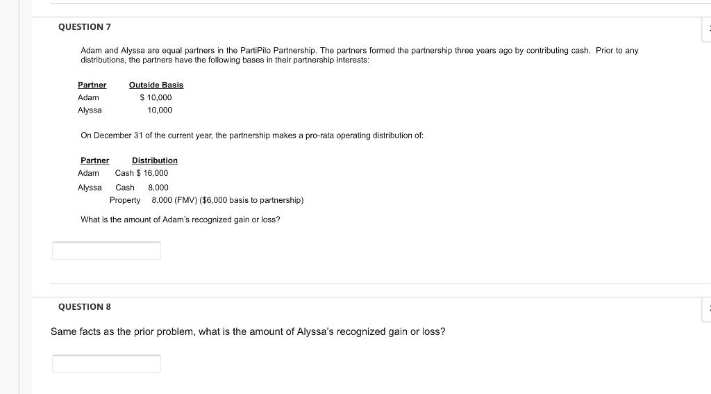 Solved Adam and Alyssa are equal partners in the PartiPilo | Chegg.com