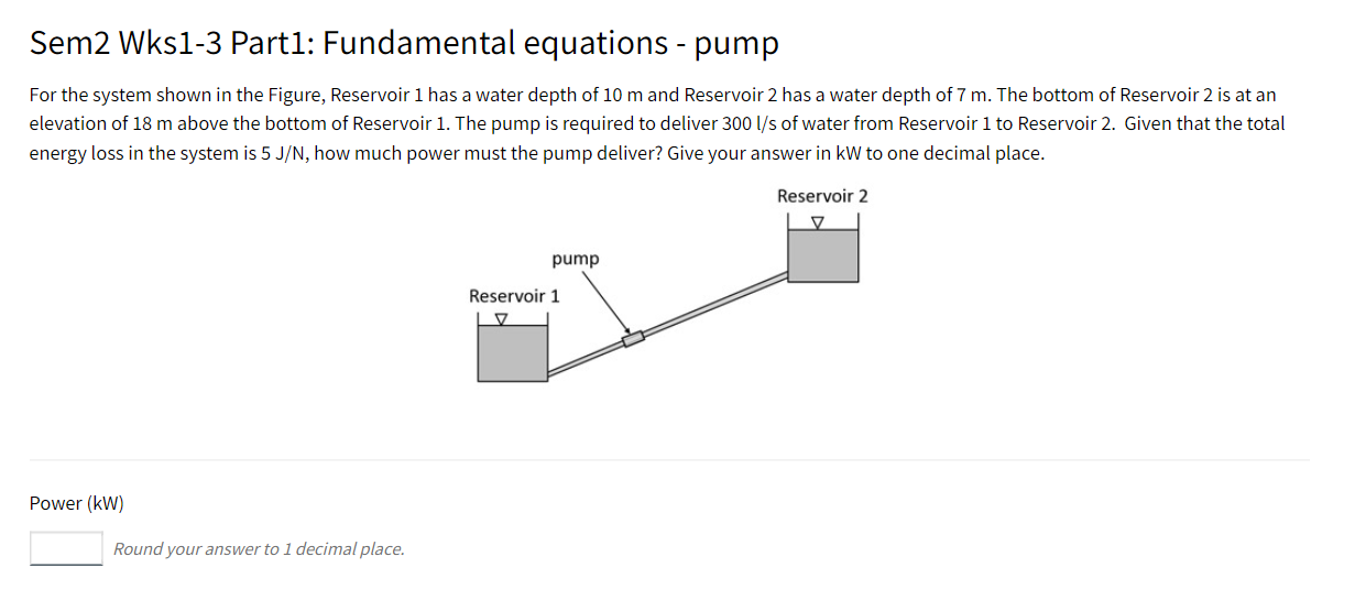 Solved Sem2 Wks1-3 Part1: Fundamental equations - pump For | Chegg.com