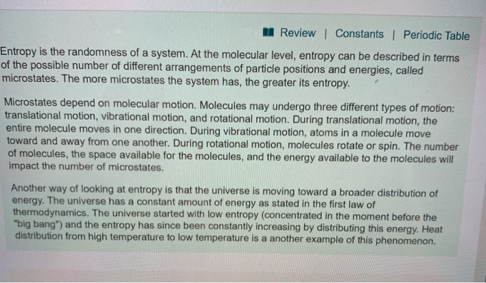 Review I Constants | Periodic Table Entropy is the | Chegg.com