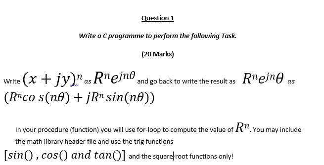 Solved Question 1 Write A C Programme To Perform The 6390
