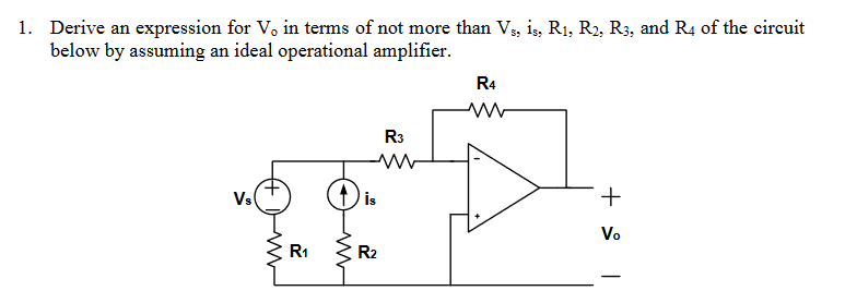 Solved Derive an ﻿expression for V0 in ﻿terms of ﻿not more | Chegg.com