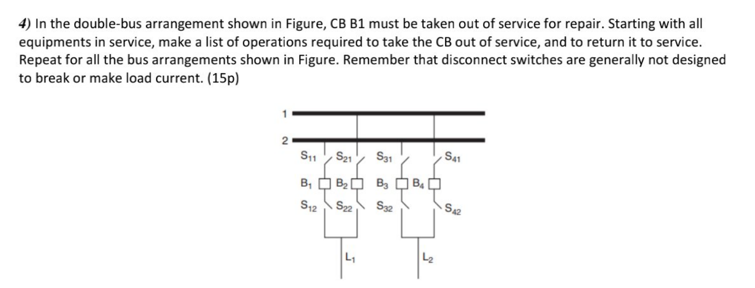 Solved 4) In the double-bus arrangement shown in Figure, CB | Chegg.com