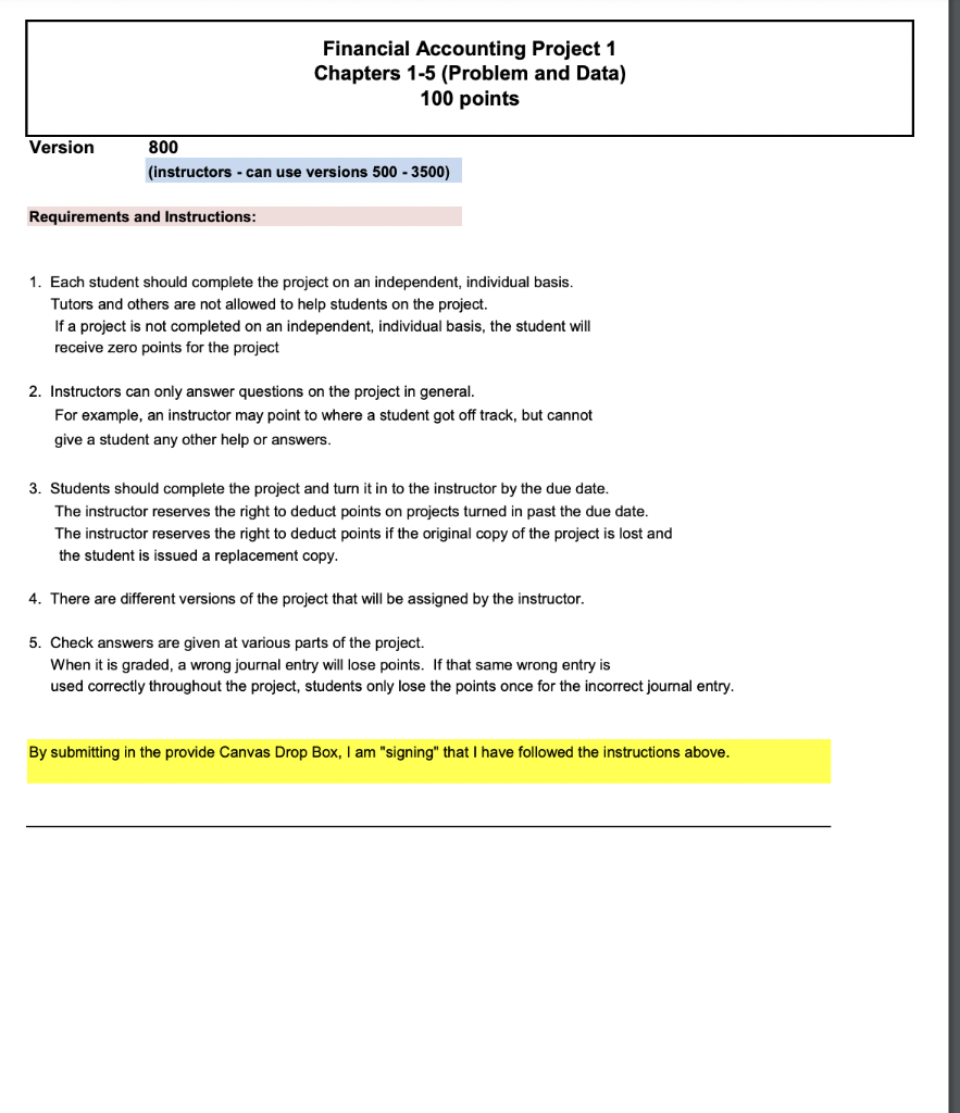 Solved Financial Accounting Project 1 Chapters 1-5 (Problem | Chegg.com