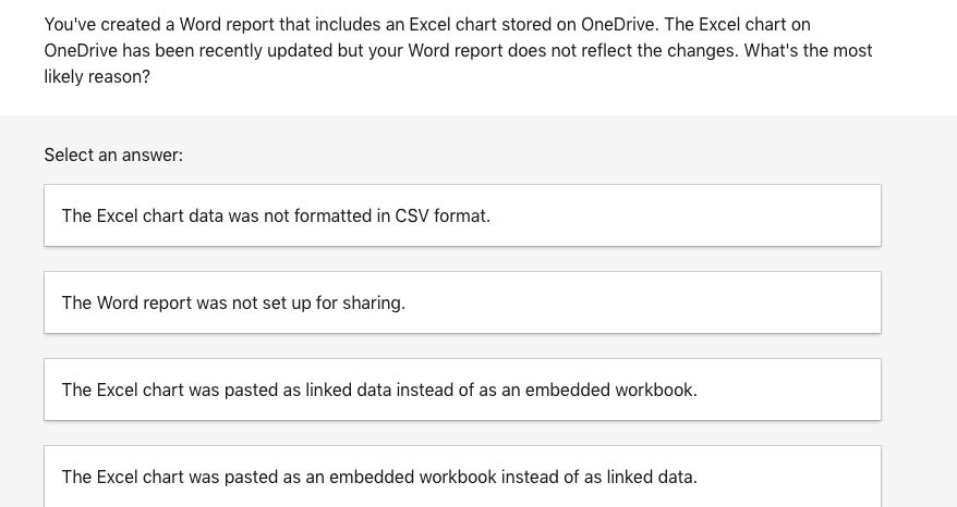 Solved You ve Created A Word Report That Includes An Excel Chegg