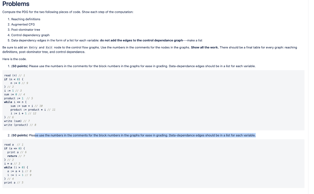 Solved definitions, post-dominator tree, and control | Chegg.com