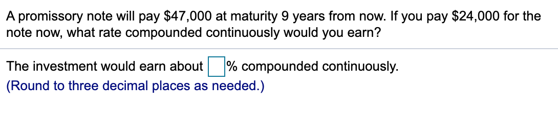 Solved A promissory note will pay $47,000 at maturity 9 | Chegg.com