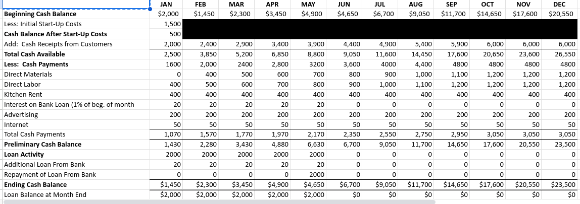 Solved 1. ﻿Make corrections to Cash Budget Sheet, If needed. | Chegg.com