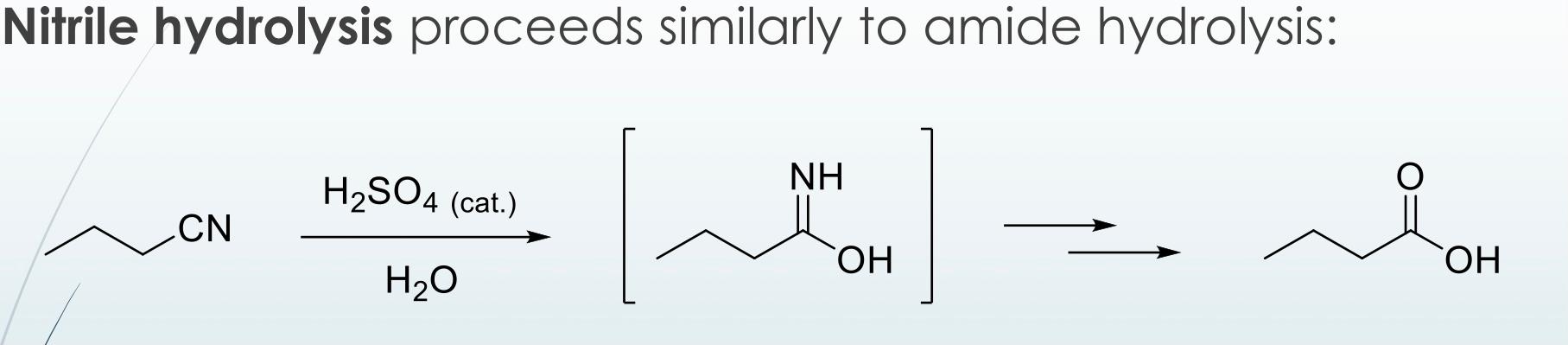Solved Nitrile hydrolysis proceeds similarly to amide | Chegg.com
