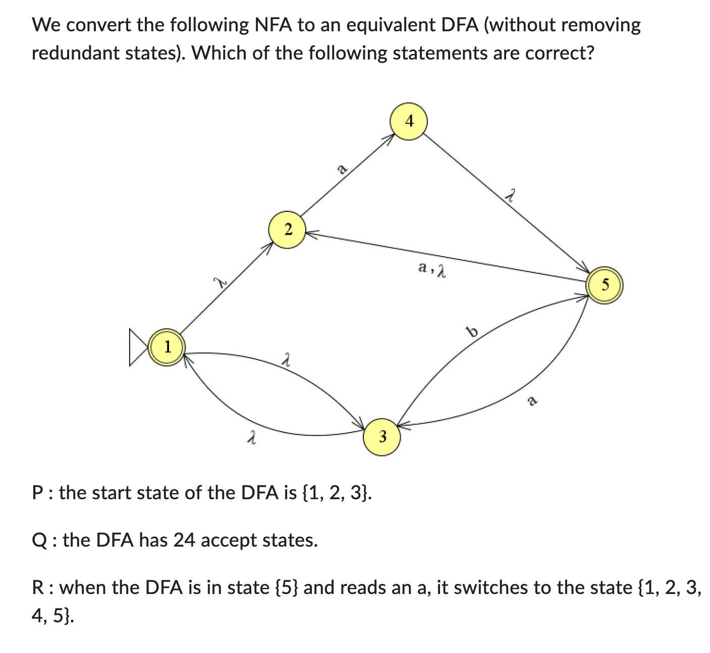 Solved We convert the following NFA to an equivalent DFA | Chegg.com