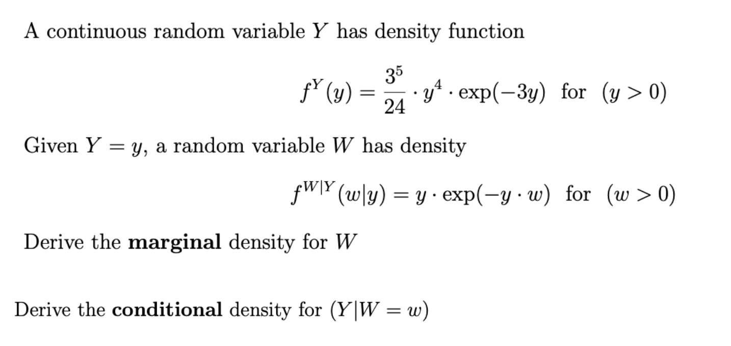 Solved A continuous random variable Y has density function | Chegg.com