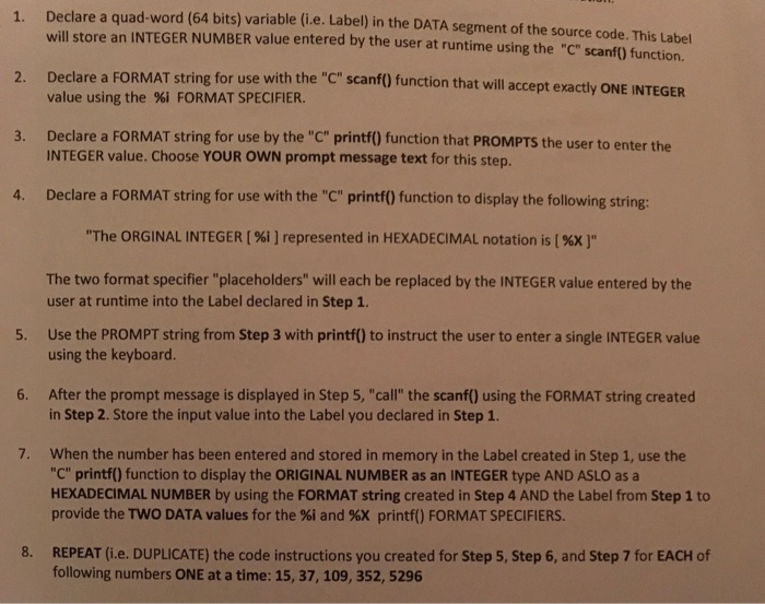 Solved 1. Declare a quad-word (64 bits) variable (i.e. | Chegg.com
